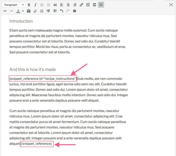 How to reference to something in the text editor - SNIP: Rich Snippets ...
