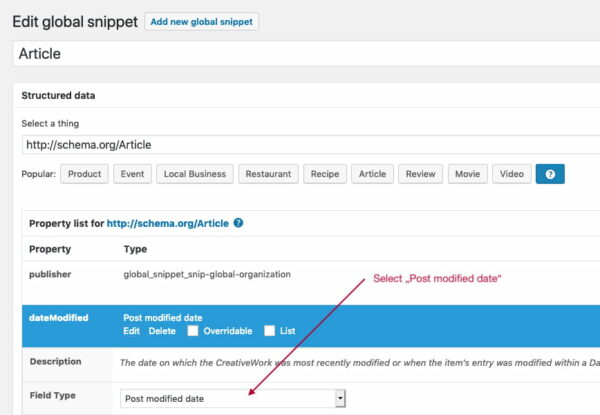 How to get the date in search results - SNIP: Rich Snippets & Structured Data WordPress Plugin