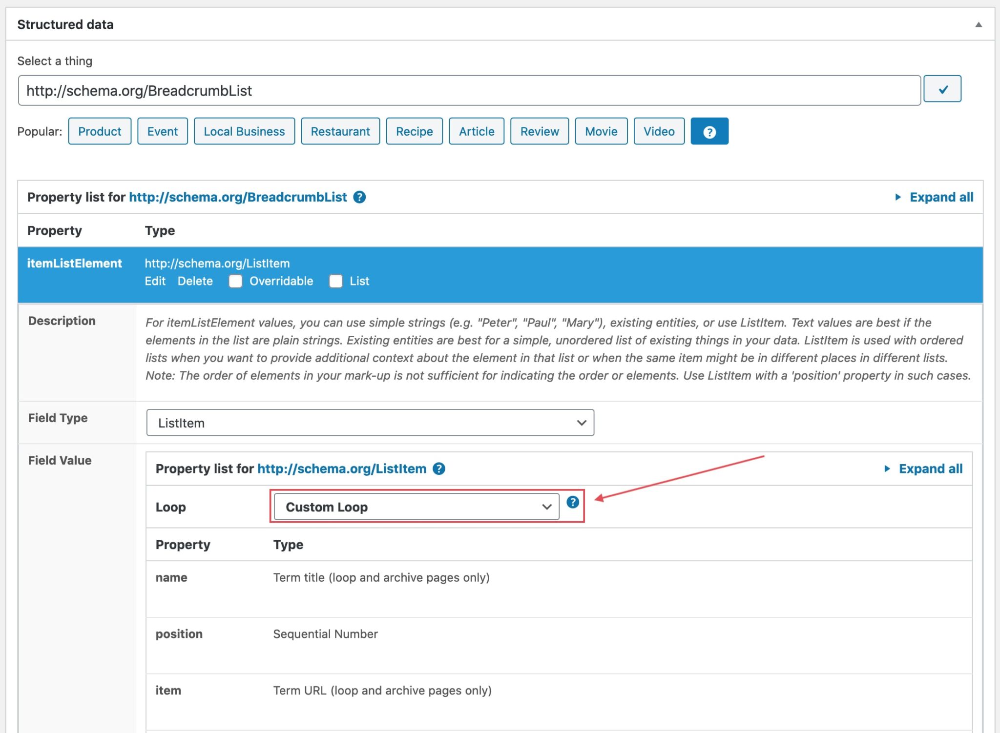 How to add your own loop - SNIP: Rich Snippets & Structured Data WordPress Plugin